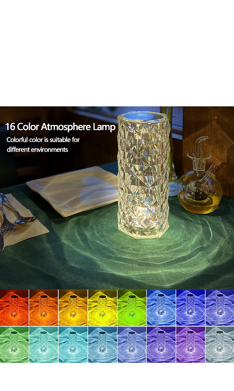 EasypayKw | مصباح اكريليك الماس روز قابل للشحن بوصله يو اس بي