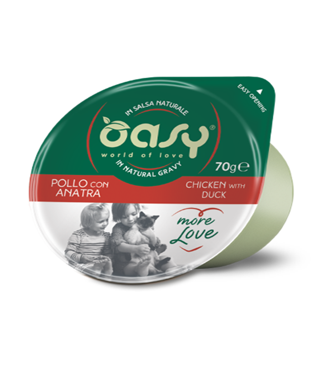 EasypayKw | أغذية الحيوانات الأليفة الرطبة المزيد من الحب • دجاج مع بطة للقطط البالغة (علبه 70 جرام)